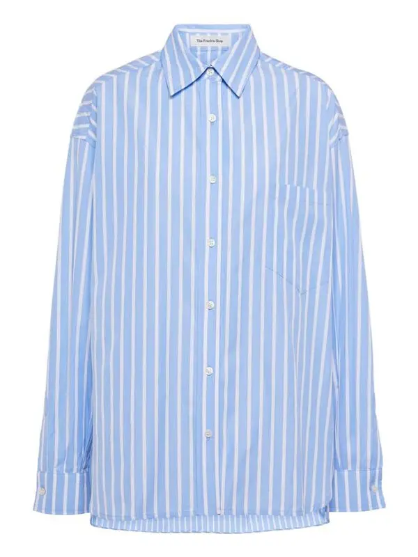 THE FRANKIE SHOP Georgia Striped Cotton-blend Shirt - Blue