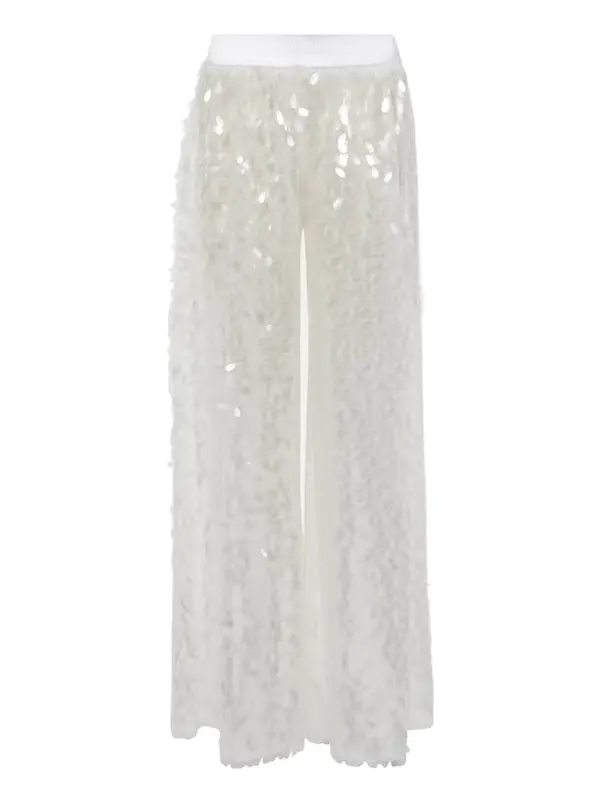 Norma Kamali Sequined Wide-leg Pants - White