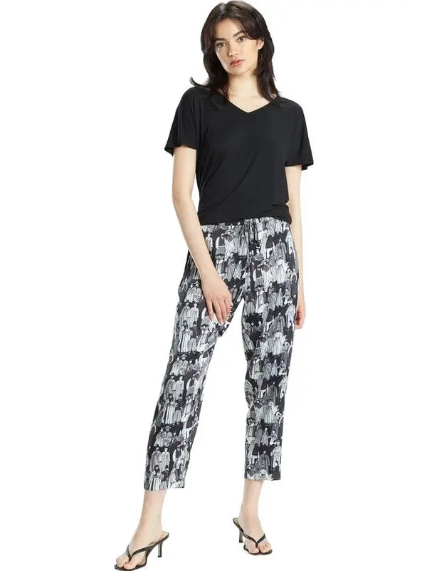 Natori Dynasty Cropped Printed Pants - Silver