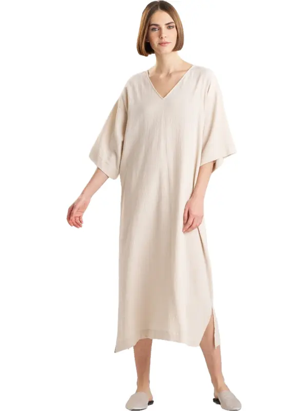 Natori Onsen V-neck Caftan - Brown / Neutral