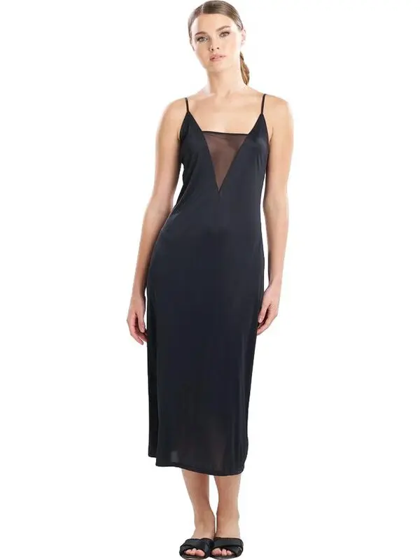 Natori Body Doubles Mesh Slip Dress - Black
