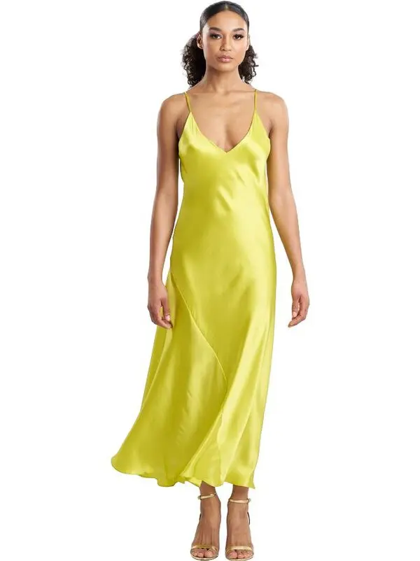 Natori Key Essentials Silk Slip Dress - Yellow