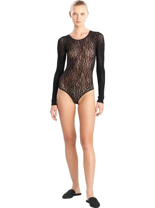 Natori Animal Long Sleeve Bodysuit - Black