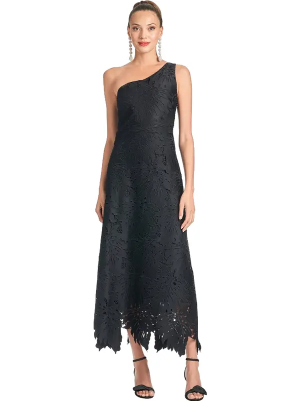 Sachin & Babi Marzia One-shoulder Lace Dress - Black