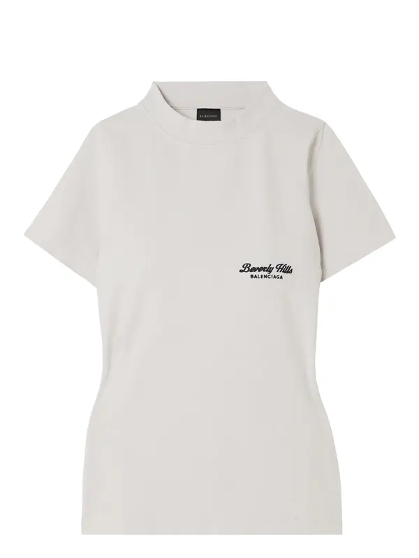Balenciaga Embroidered Fitted T-shirt - White