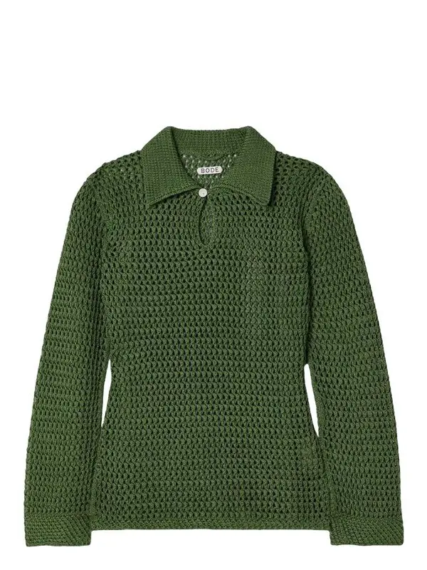 BODE Willows Crocheted Polo Shirt - Green