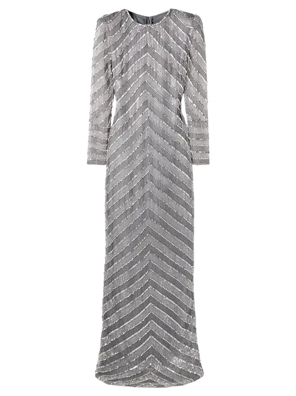 Naeem Khan Crystal-embellished Mesh Gown - Gray