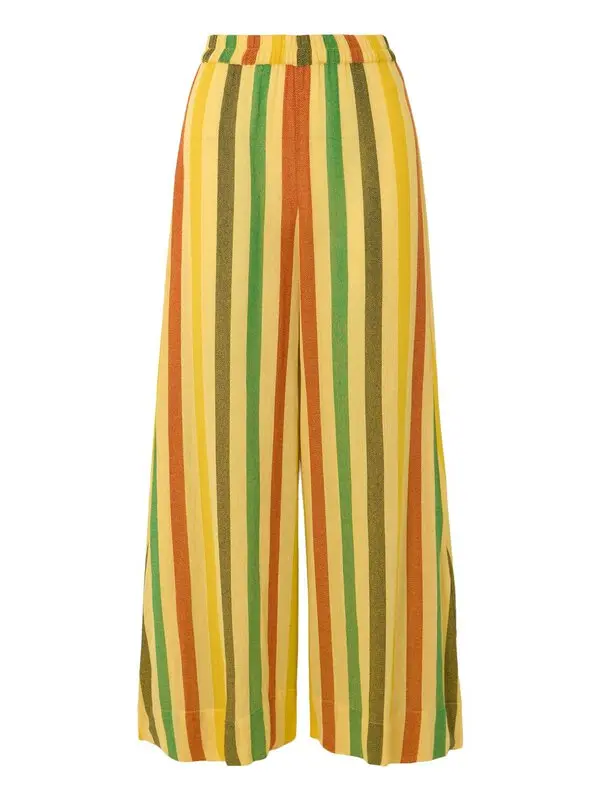 Suzie Kondi Elira Striped Wide-leg Pants - Yellow