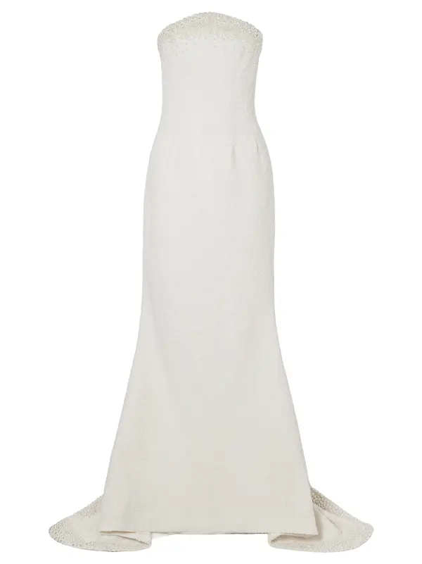 CLIO PEPPIATT Olympia Faux Pearl-embellished Gown - Ivory