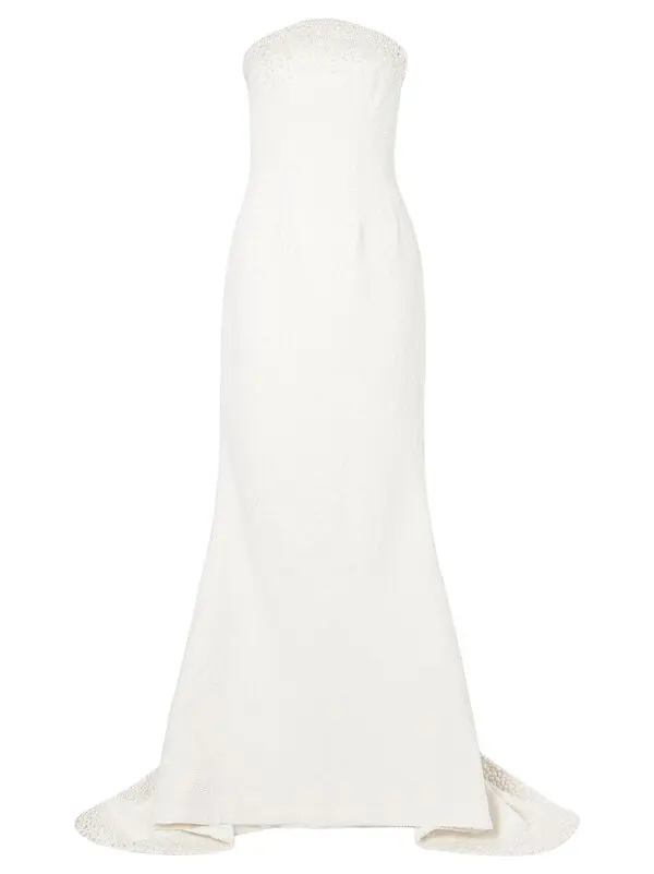 CLIO PEPPIATT Olympia Faux Pearl-embellished Gown - Neutrals
