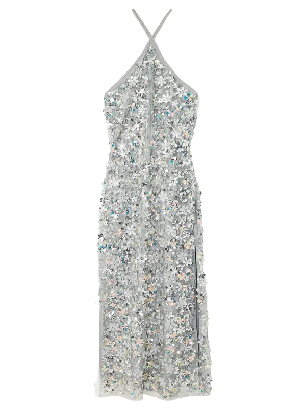 DES_PHEMMES Embellished Tulle Midi Dress - Blue