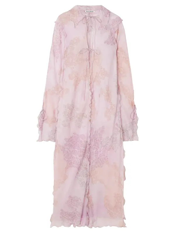 Acne Studios Ruffled Printed Maxi Dress - Pink