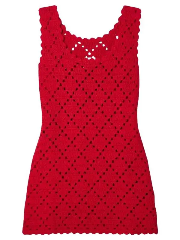 Suzie Kondi Chryssi Crocheted Mini Dress - Red