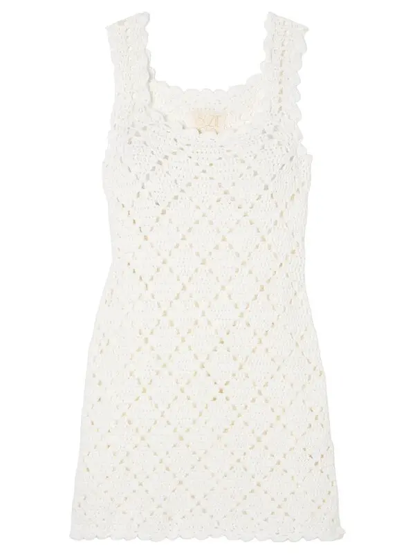 Suzie Kondi Chryssi Crocheted Mini Dress - White