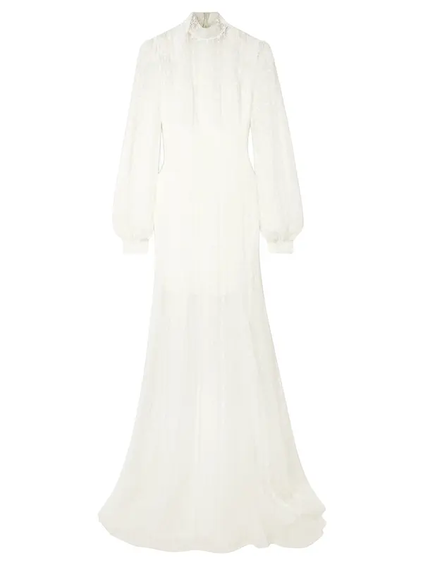 Costarellos Theia Embroidered Tulle Gown - Off-white