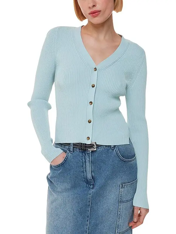 Whistles Ribbed Knit Cardigan - Blue