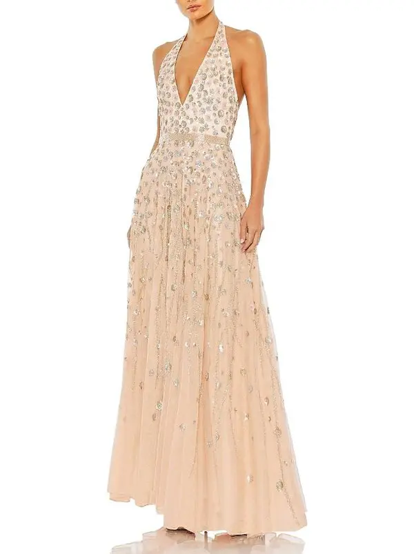 Mac Duggal Floral Embellished Gown - Blush
