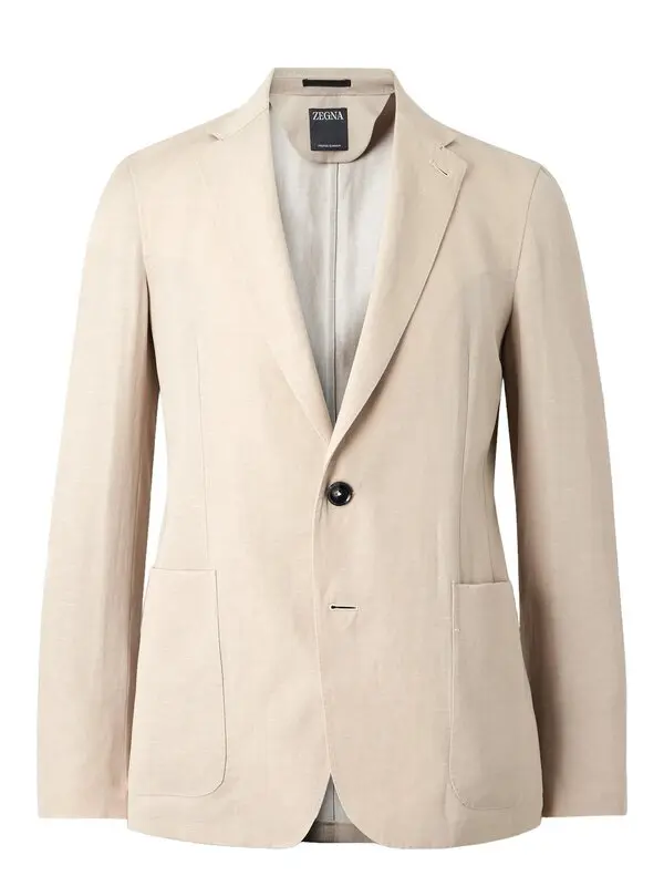 Zegna Wool And Linen-blend Suit Jacket - Neutrals