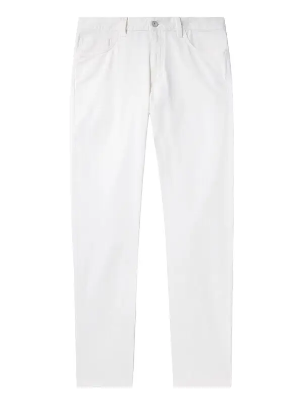 Zegna Leather-trimmed Straight-leg Jeans - White