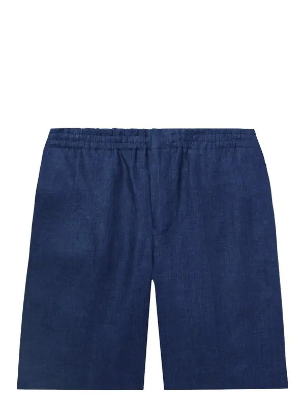 Zegna Straight-leg Oasi Linen Shorts - Blue
