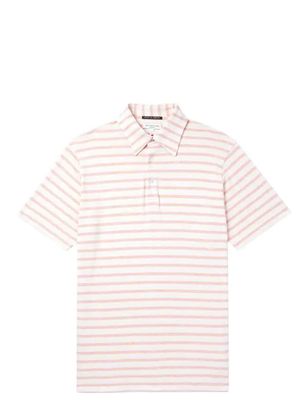 Richard James Striped Jersey Polo Shirt - Pink