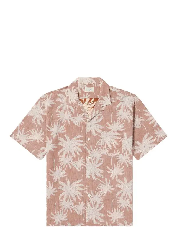 Hartford Convertible-collar Printed Cotton Shirt - Orange