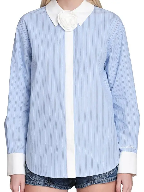 Avec Les Filles French Cuff Shirt - Blue/white
