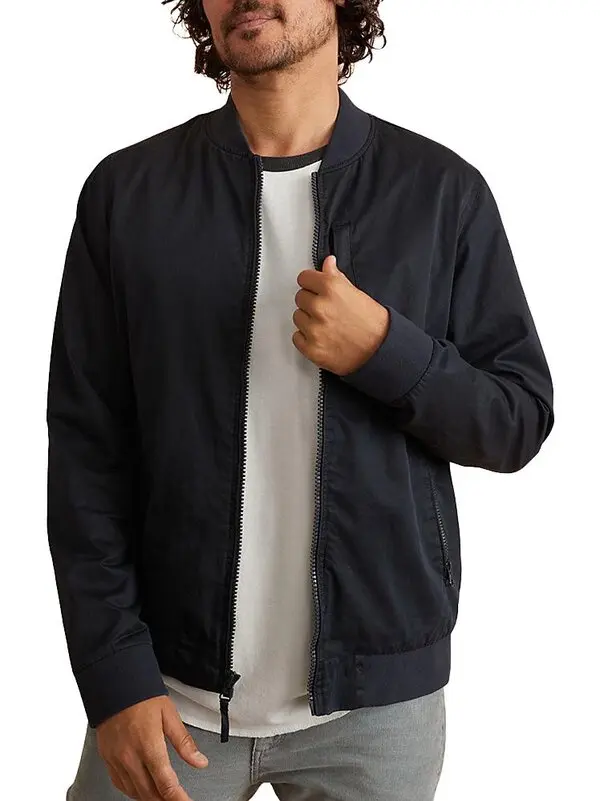 Marine Layer Rossland Dry Wax Bomber Jacket - Blue Black