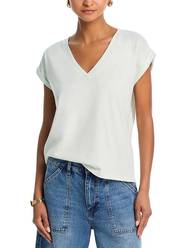 FRAME Easy Cotton V-neck Tee - Soft Mint
