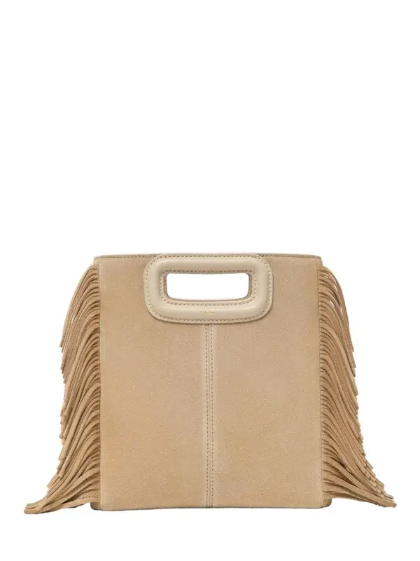 Maje Suede Fringed M Bag - Cappucino
