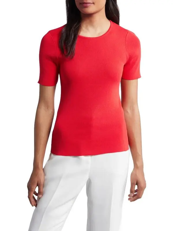 TAHARI ASL Short Sleeve Sweater - Grenadine