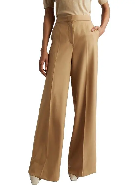 Max Mara Senna Virgin Wool Wide Leg Pants - Honey