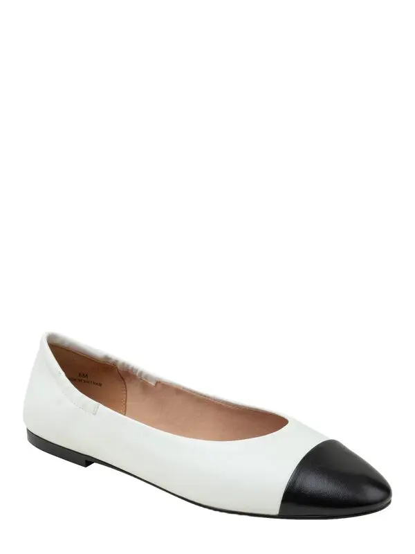 Linea Paolo Nolan Cap Toe Ballet Flat - Eggshell/black