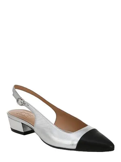 Naturalizer Banks Pointed Toe Slingback Pump - Silver/black Leather