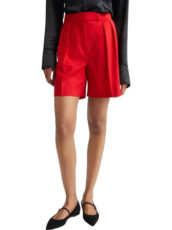 Max Mara Jessica Virgin Wool Shorts - Red