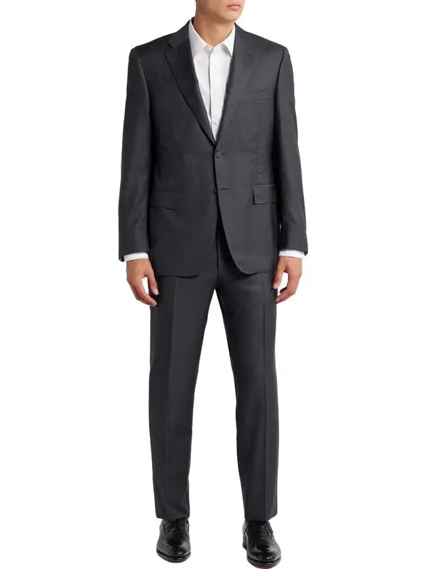 Canali Solid Wool Suit - Charcoal