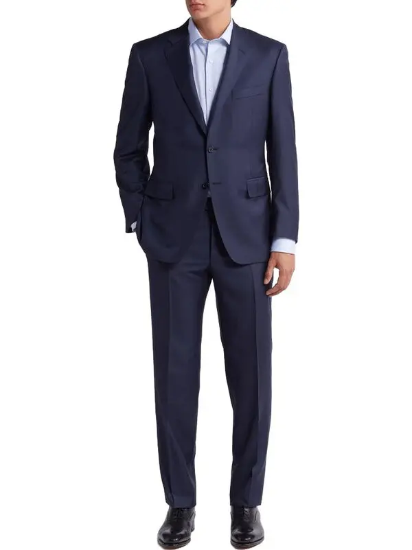 Canali Solid Wool Suit - Navy