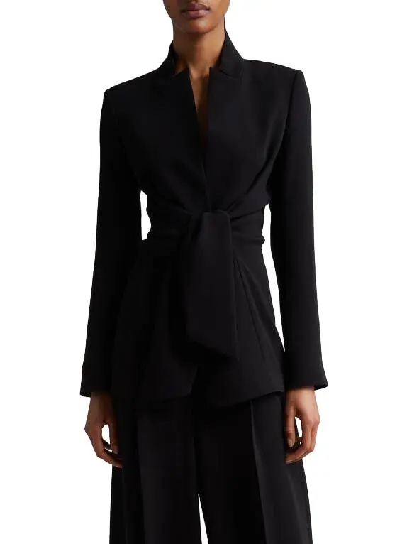 Max Mara Seggio Tie-front Crepe Blazer - Black