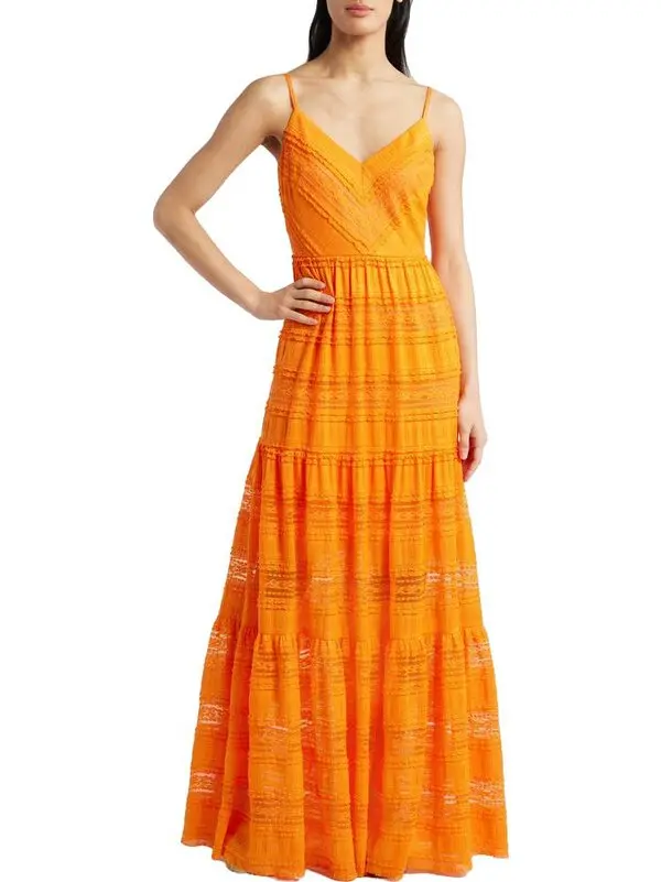 Eliza J Lace Inset Maxi Dress - Orange