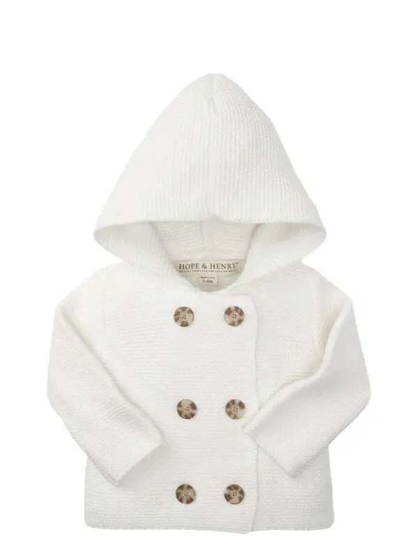 HOPE & HENRY Baby Faux Fur Hooded Sweater - Soft White