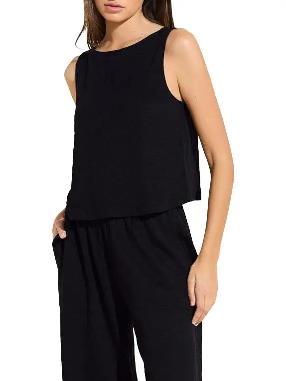Eberjey Boat Neck Organic Linen Top - Black