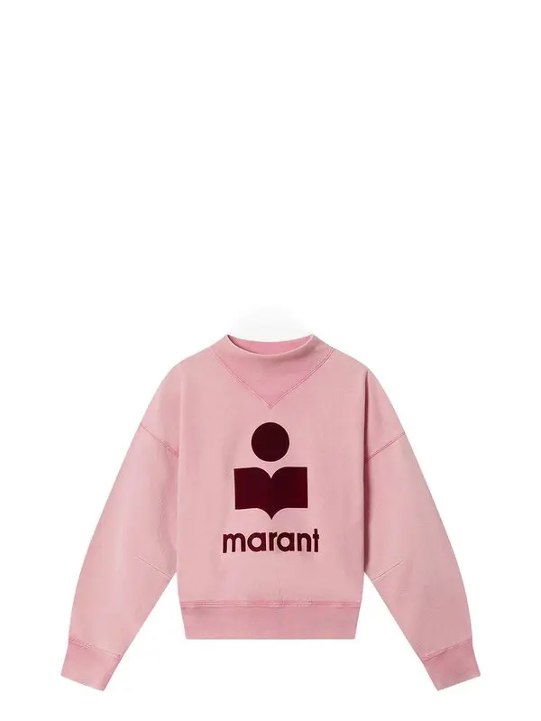 MARANT ETOILE Moby Logo Cotton Sweatshirt - Bubblegum/burgundy