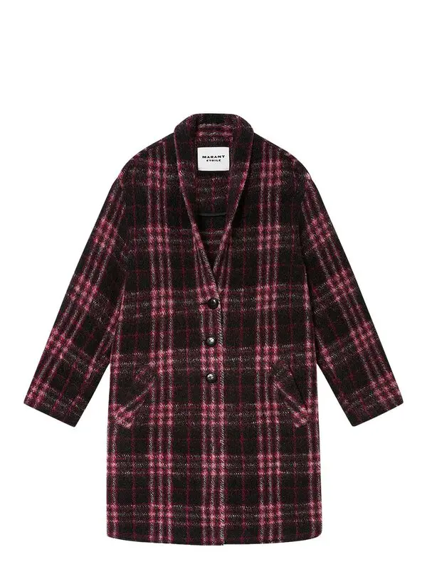 MARANT ETOILE Gabriel Wool Coat - Black/fuchsia
