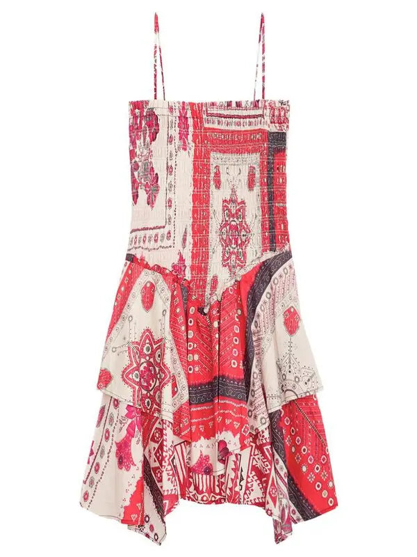 MARANT ETOILE Anka Printed Mini Dress - Red/ecru