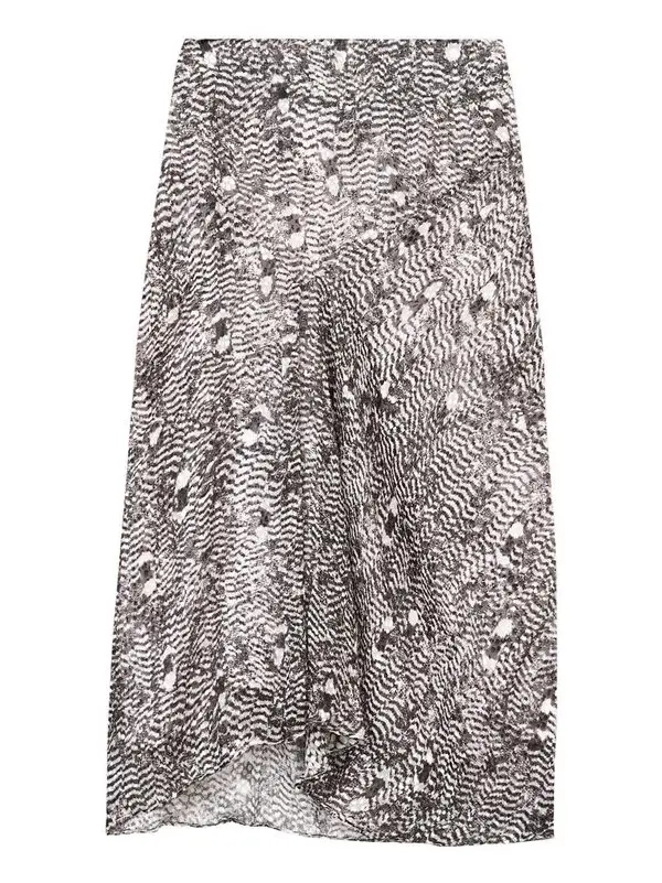 Isabel Marant Lisanne Printed Silk Midi Skirt - Black/ecru
