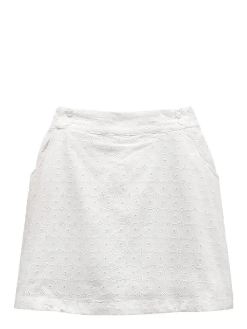 HOPE & HENRY Organic Cotton Eyelet Skort - White Circle Grid Eyelet