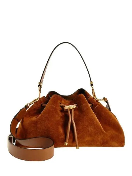 JIMMY CHOO Cinch Leather Bucket Bag - Tan