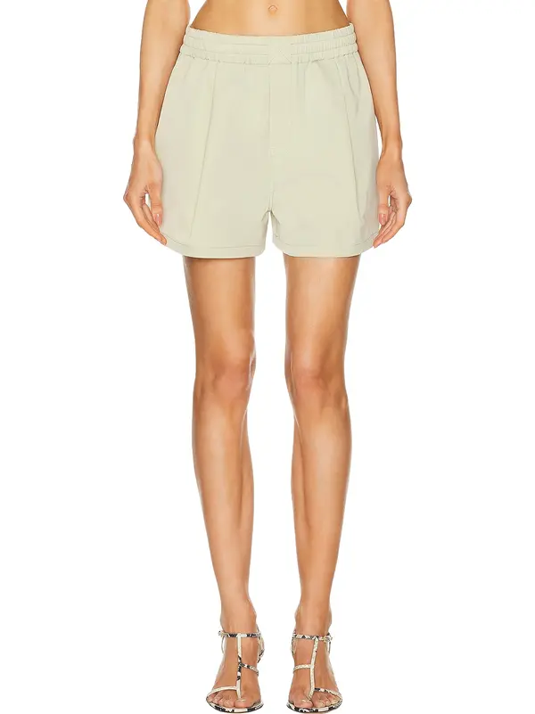 GRLFRND Tech Gabardine Boxer Shorts - Light Olive