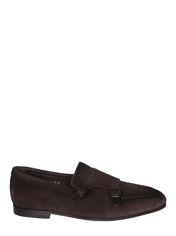 Santoni Suede Leather Monkstraps - Brown