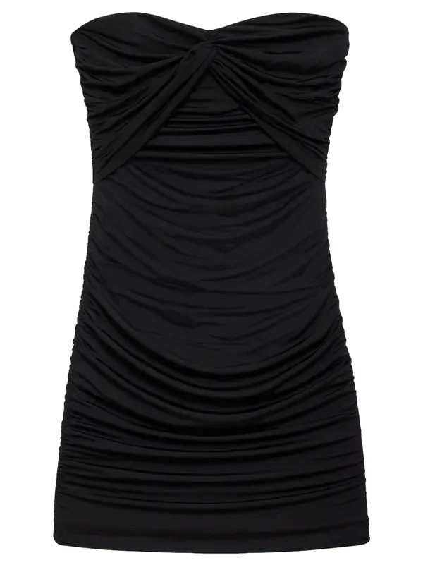 ANINE BING Ravine Ruched Mini Dress - Black